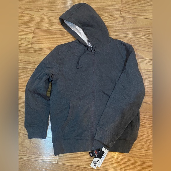Wild Wear | Jackets & Coats | Wild Wear Charcoal Full Zipper Sherpa ...